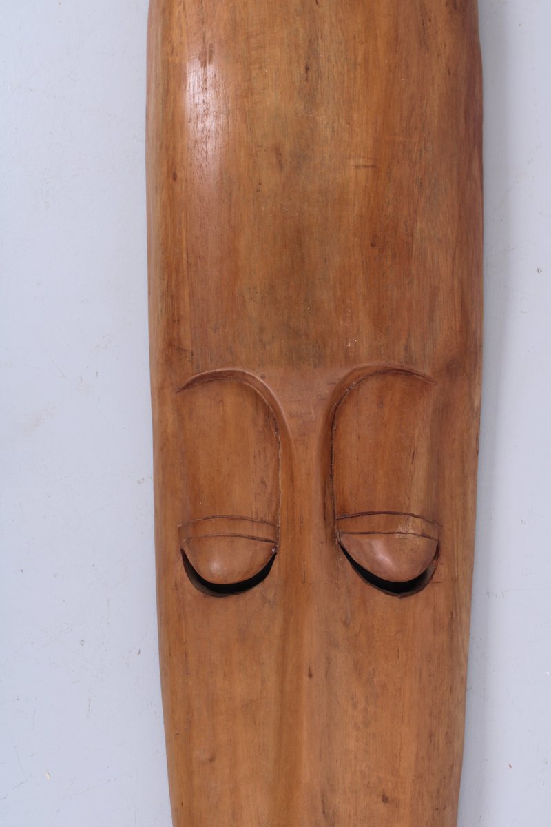 Large Teak Wall Hanging Mask Sculpture, 1950s for sale at Pamono