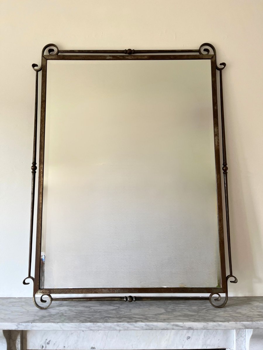 Large Neoclassical Style Wall Mirror with Scrolled Metal Frame, 20th ...