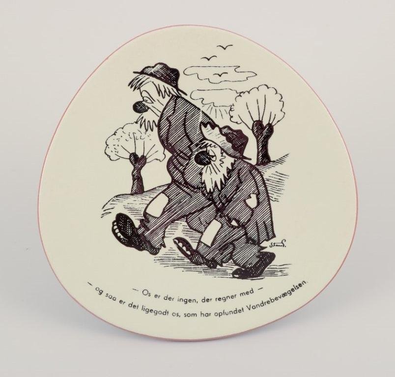 Plates in Stoneware with Satirical Cartoons by Storm P. for Knabstrup ...