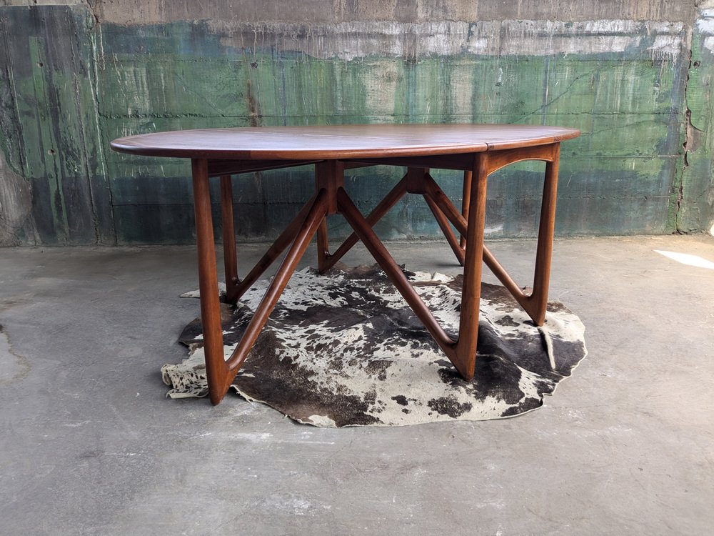 Mid-Century Scandinavian Teak Drop Leaf Table by Niels Koefoed, Denmark ...