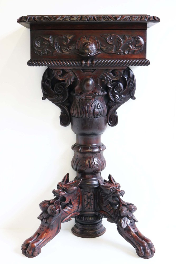 Antique 19th Century French Console / Wall Table with Drawer in Oak ...
