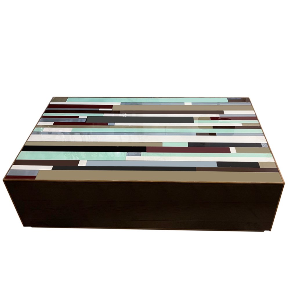 Large Italian Coffee Table with Coloured Glass Top, 1970s for sale at ...