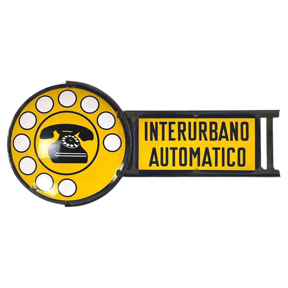 Mid-Century Modern Italian Yellow White and Black Metal Telephone Sign ...