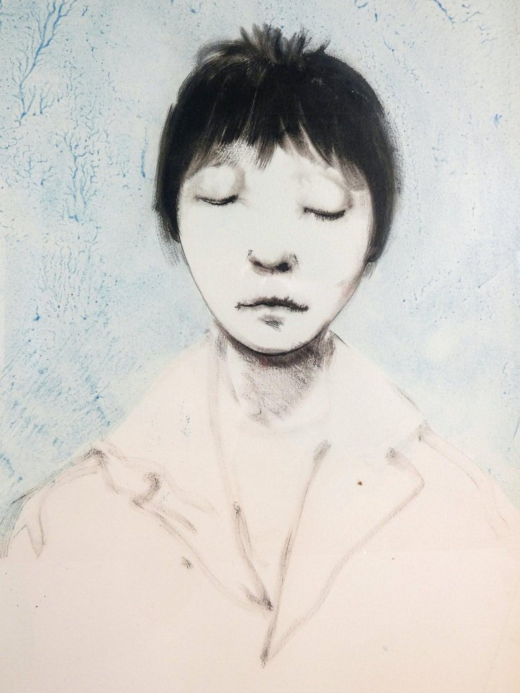 Enrico Colombotto Rosso, Portrait, 1978, Watercolor for sale at Pamono