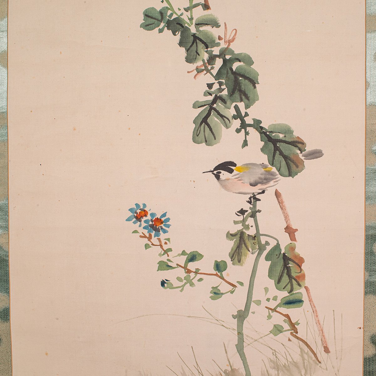 Tall Japanese Silk Cotton Scroll Painting, 1920s for sale at Pamono