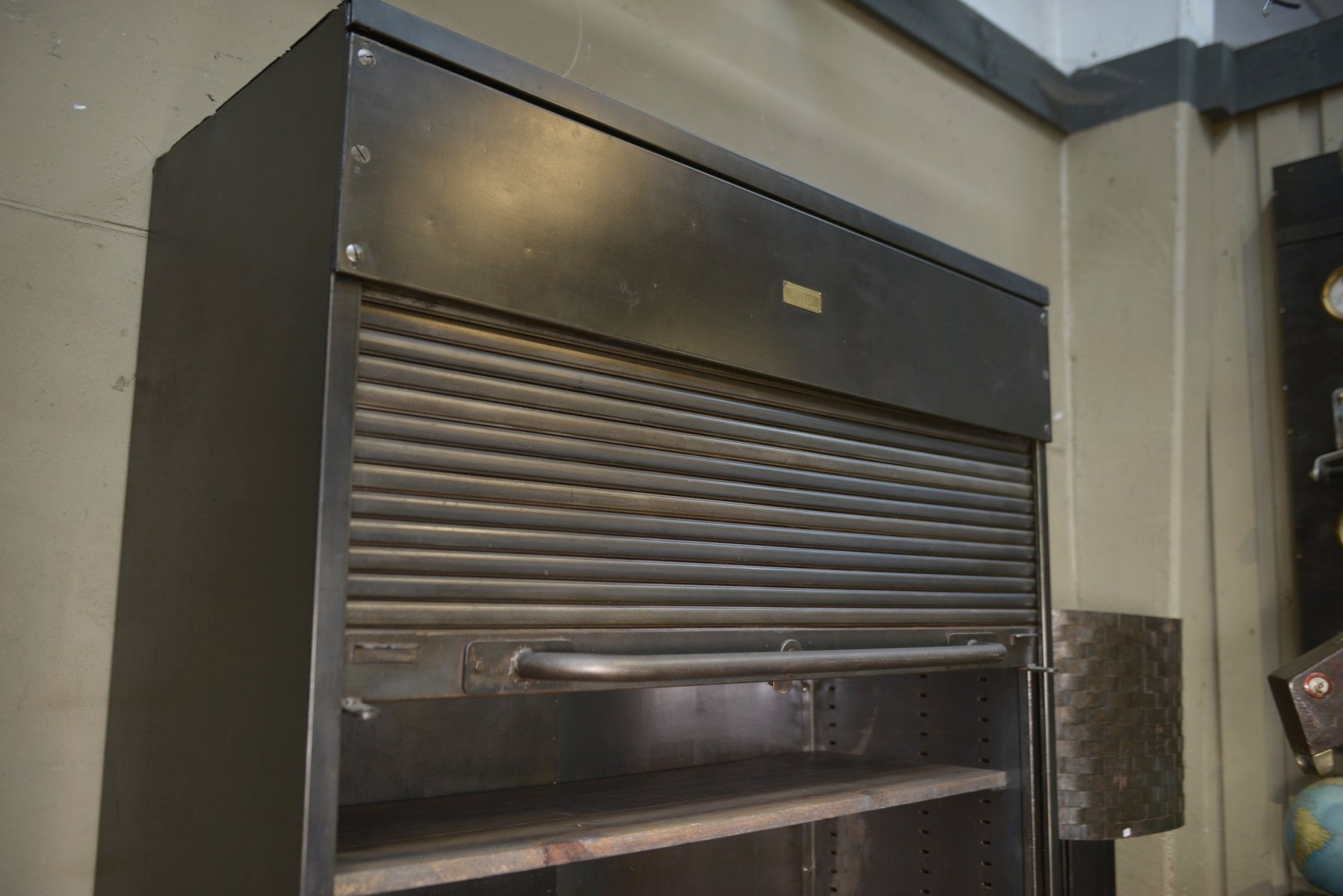 Metal Filing Cabinet with Shutter from Ronéo, 1950s for sale at Pamono