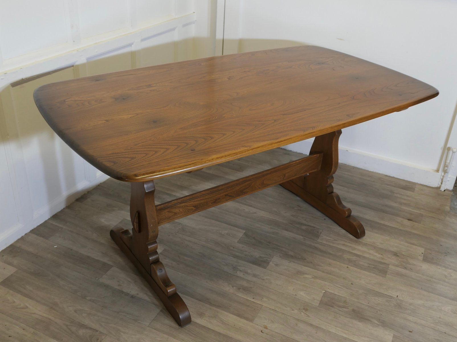 Golden Elm Refectory Dining Table from Ercol, 1960s for sale at Pamono