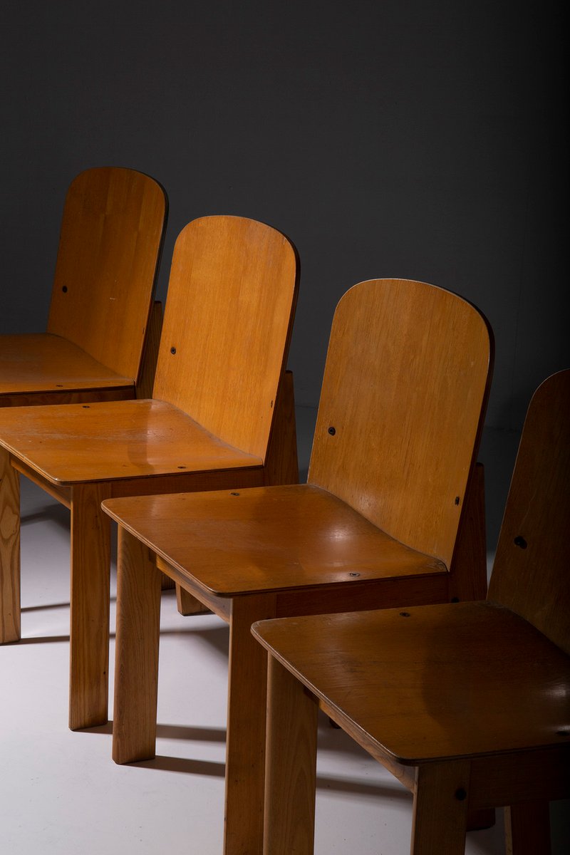 Wooden Chairs by Luca Meda for Longoni, 1970, Set of 4 for sale at Pamono