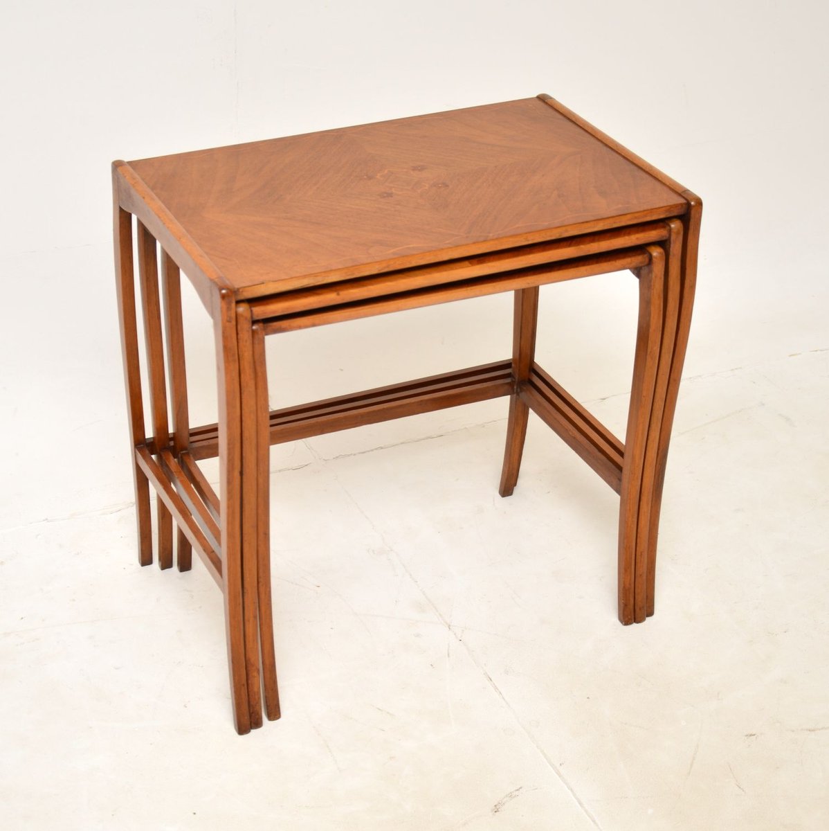 French Inlaid Walnut Nesting Tables, 1900s, Set of 3 for sale at Pamono