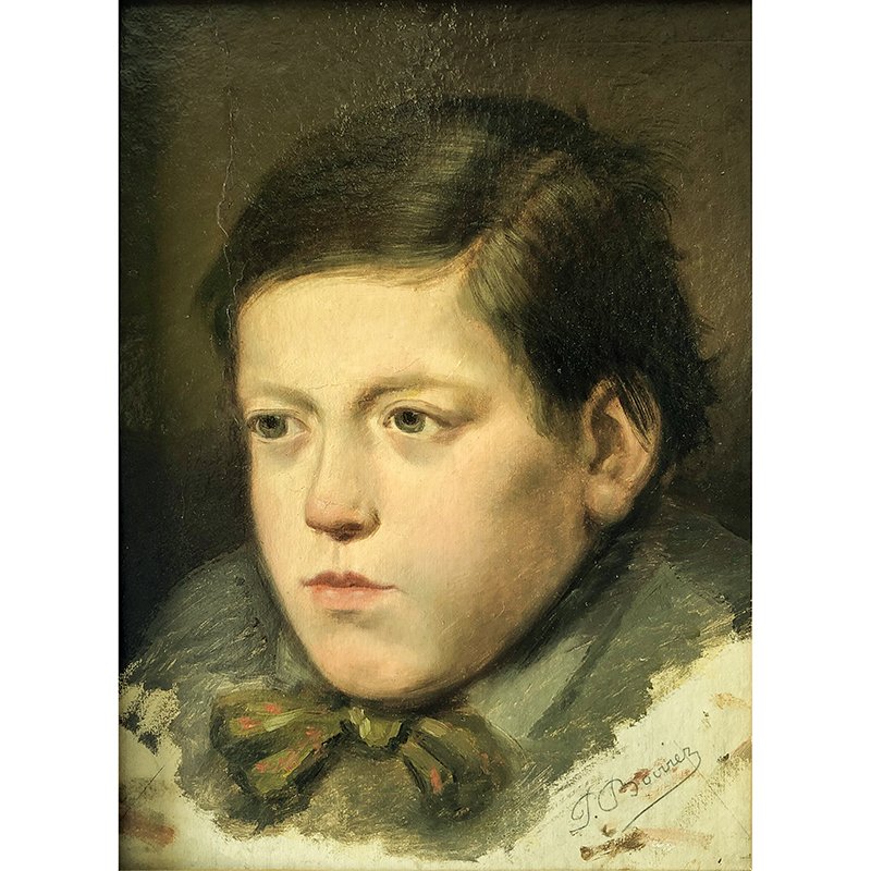 Pietro Bouvier, Portrait of a Boy, 1890s-1910s, Oil on Cardboard for ...