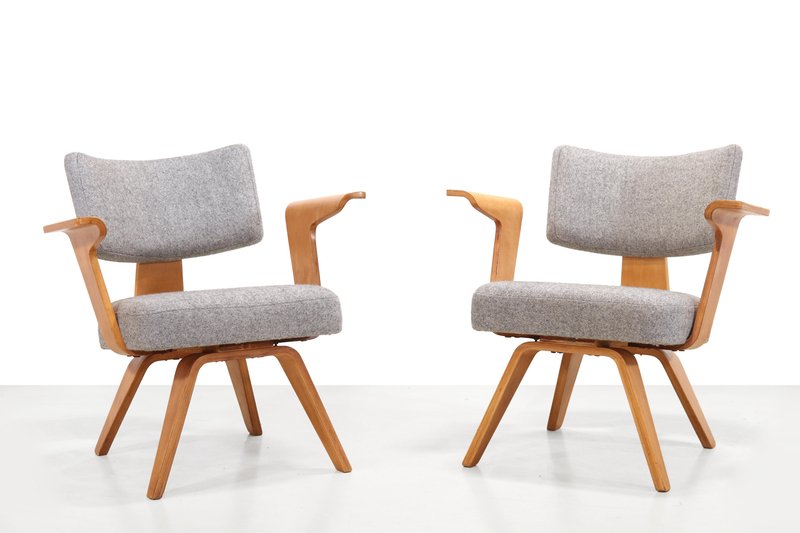 Set of Dutch Armchairs in Birch by Cor Alons for Den Boer, 1950s for ...