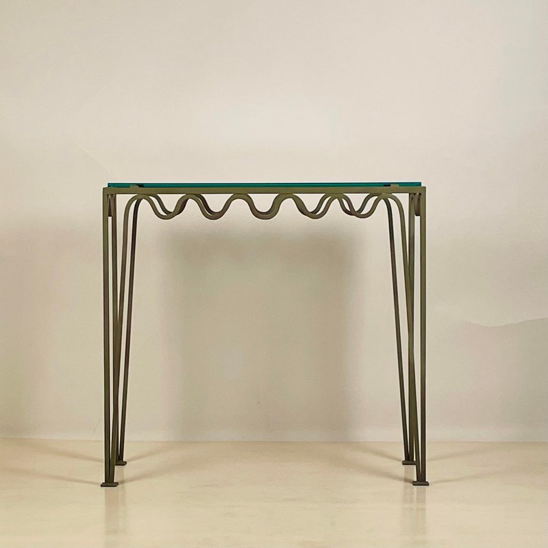 Verdigris Meandre and Glass Console Table by Atelier Cabanel for sale ...