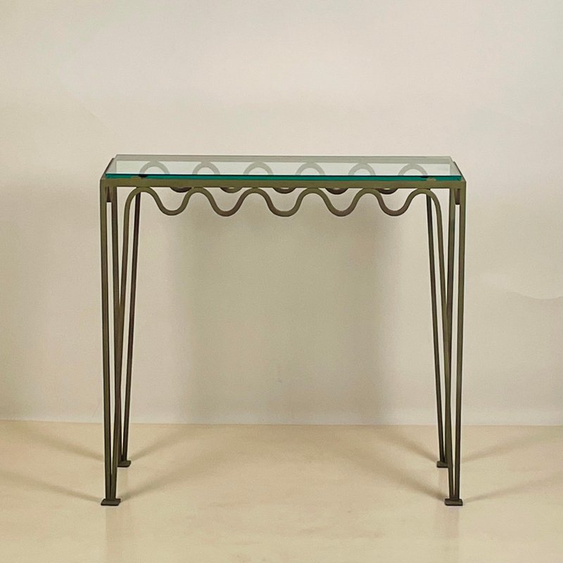 Verdigris Meandre and Glass Console Table by Atelier Cabanel for sale ...