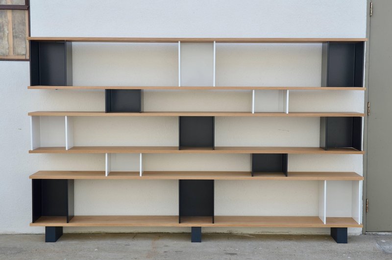 Oak Black and White Horizontal Shelving Unit by Design Frères for sale ...