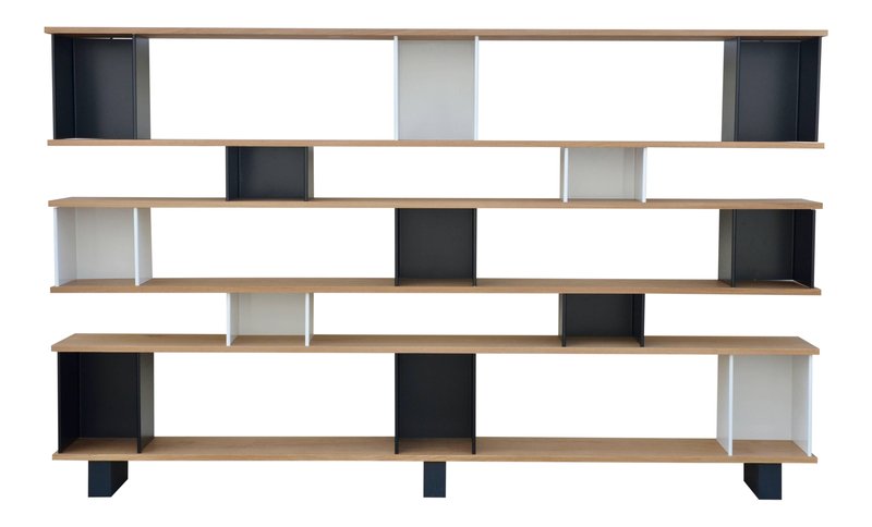Oak Black and White Horizontal Shelving Unit by Atelier Cabanel for ...