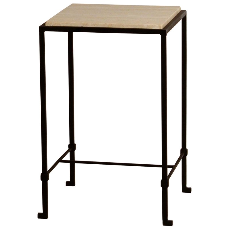 Diagramme Wrought Iron and Honed Travertine Side Table by Design Frères ...