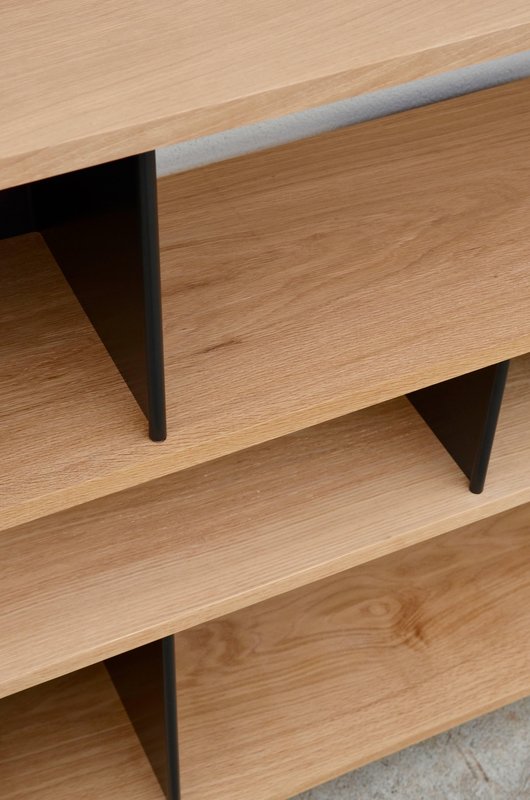 Polished Oak and Matte Black Horizontal Shelving Unit by Design Frères ...