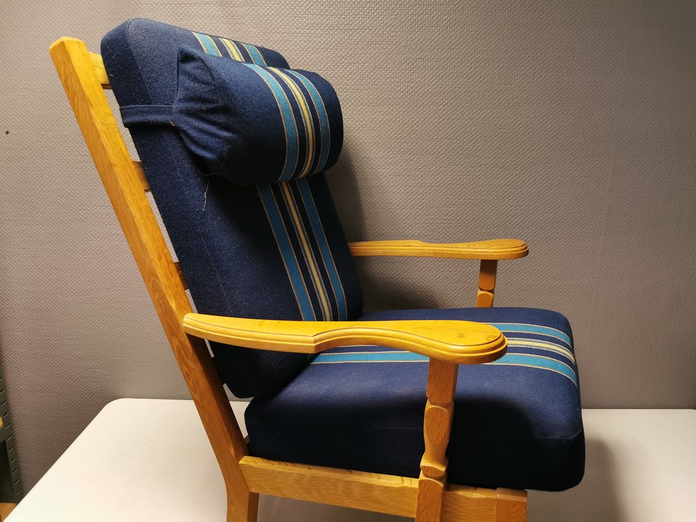 Armchair with High Back in Oak with Carvings in the style of Henning ...