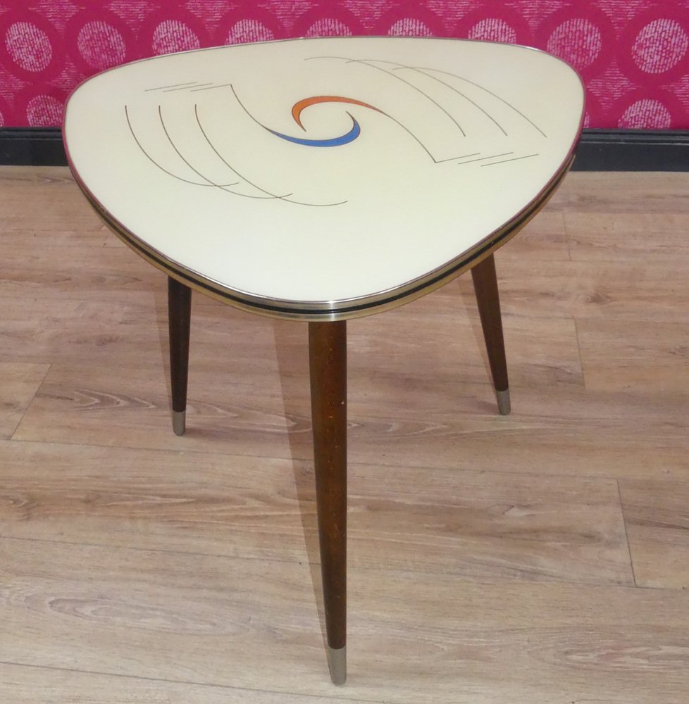 Cocktail Table with Colorful Glass Top, 1950s for sale at Pamono