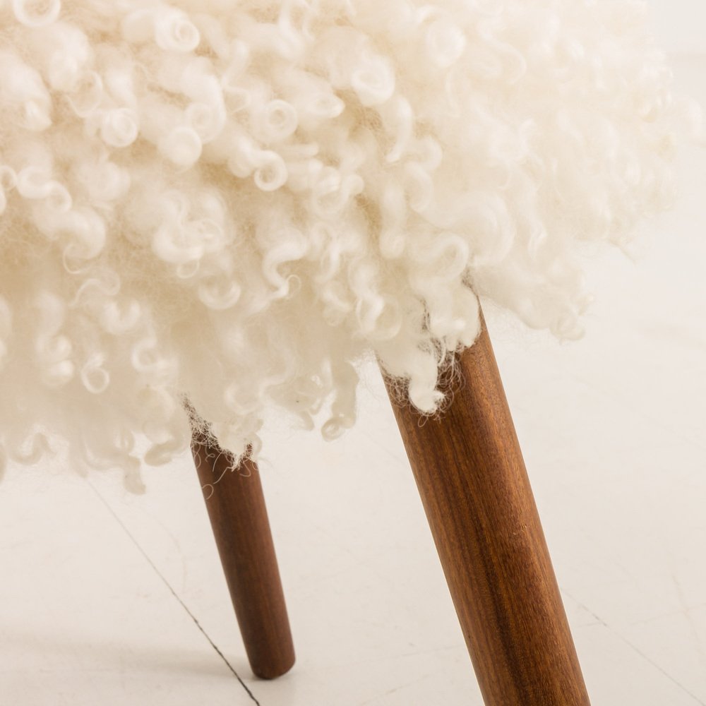 Mid-Century Danish Footstool in Long Hair Sheepskin, 1960s for sale at ...