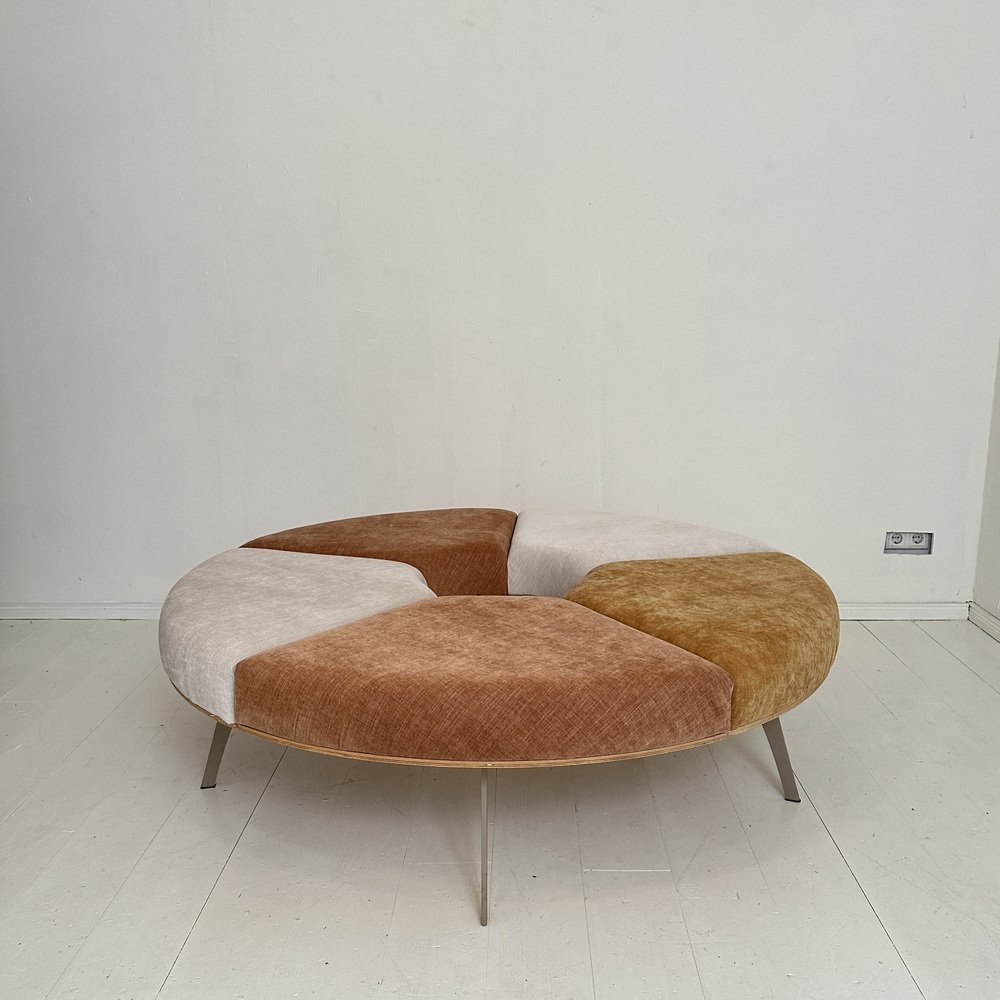 Postmodern Rondell Round Sofa in Velvet Fabric, 1980s for sale at Pamono