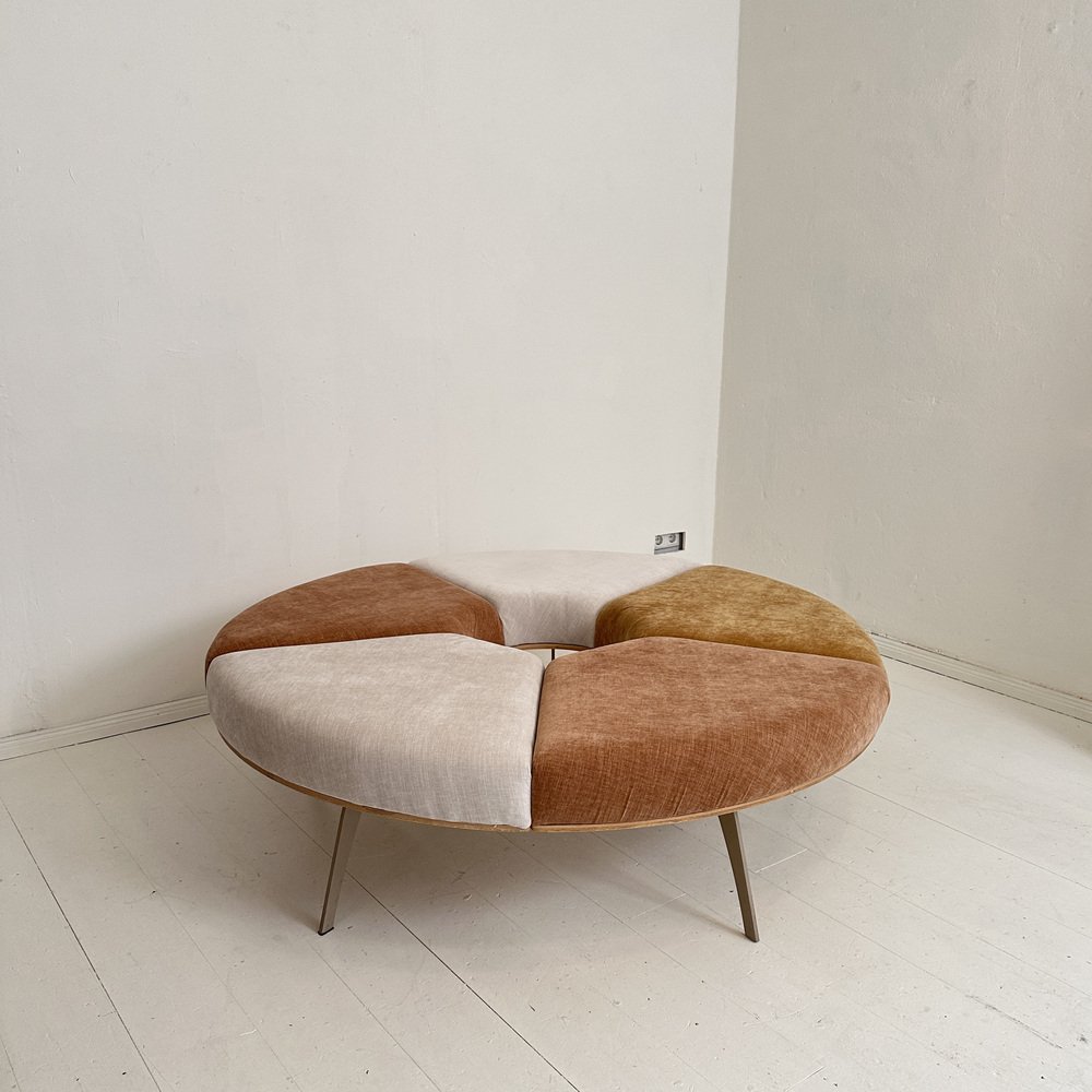 Postmodern Rondell Round Sofa in Velvet Fabric, 1980s for sale at Pamono