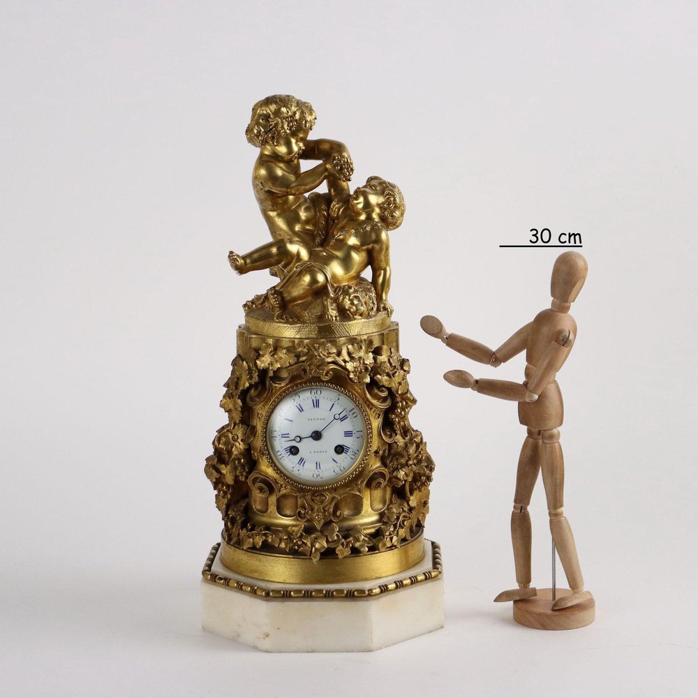 Antique Clock in Bronze from Vittoz, Paris, 19th Century for sale at Pamono