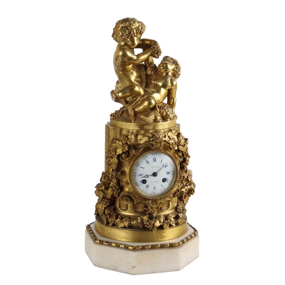 Antique Clock in Bronze from Vittoz, Paris, 19th Century for sale at Pamono
