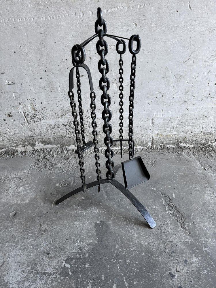 Fireplace Set in Cast Iron, Set of 5 for sale at Pamono