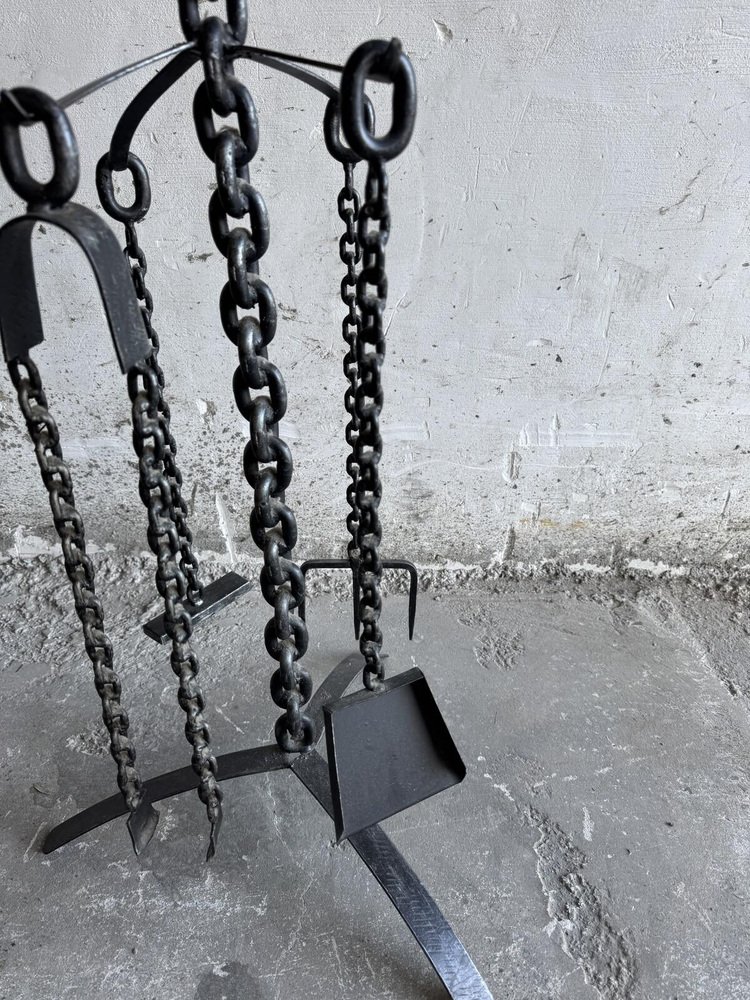 Fireplace Set in Cast Iron, Set of 5 for sale at Pamono