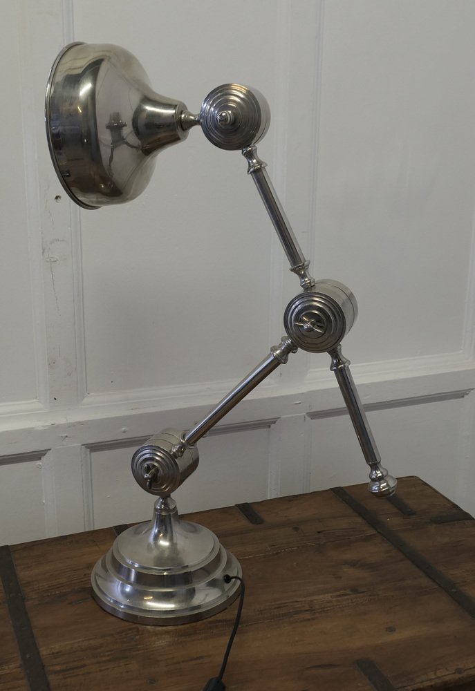 Large Industrial Chrome Desk Lamp for sale at Pamono