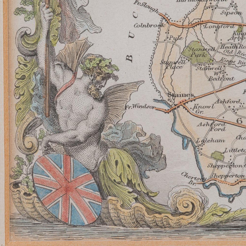 Antique County Map, Middlesex, English, Framed, Litho, Cartography ...