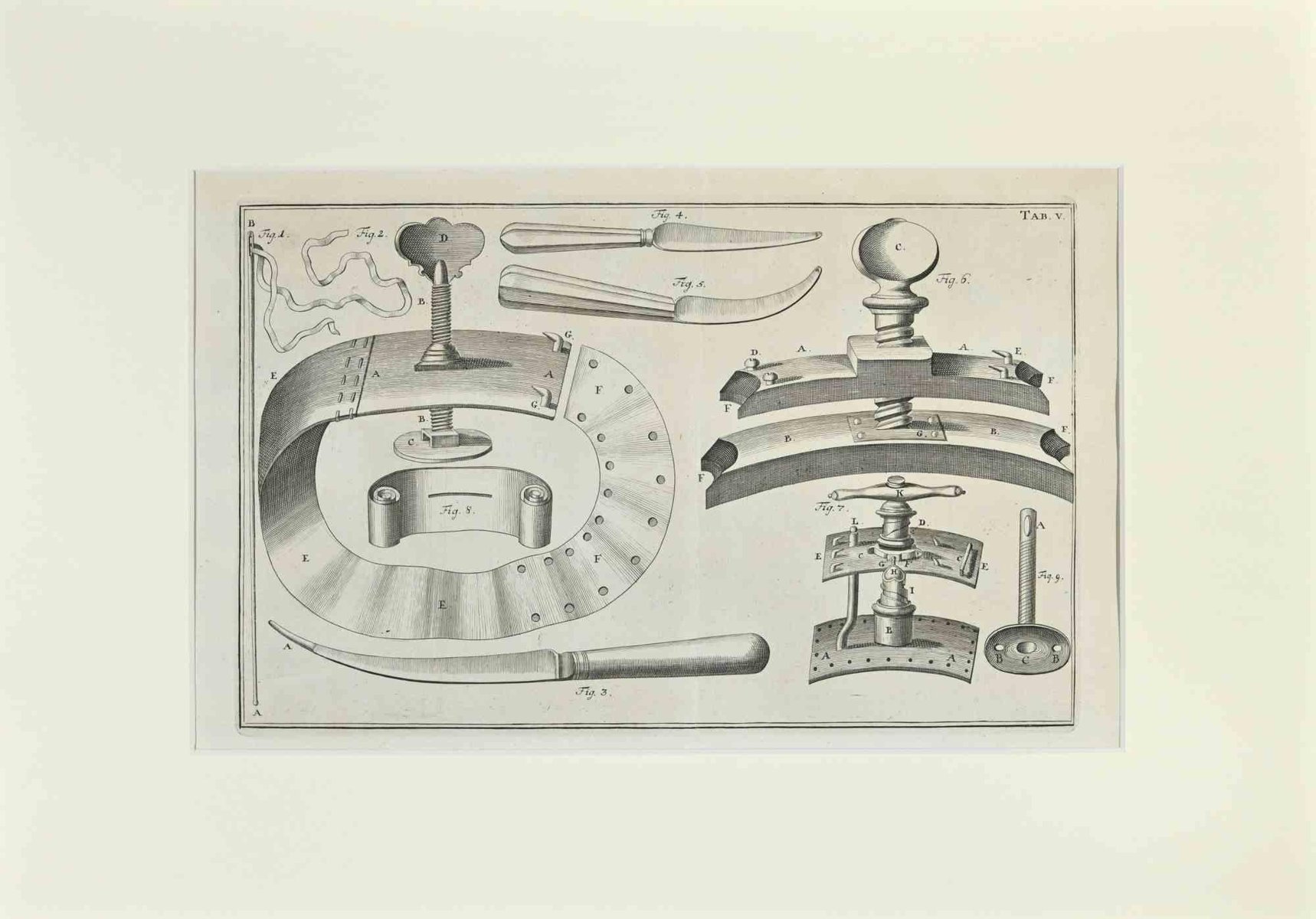 Lorenz Heister, Surgical Instruments, Etching, 1750 for sale at Pamono