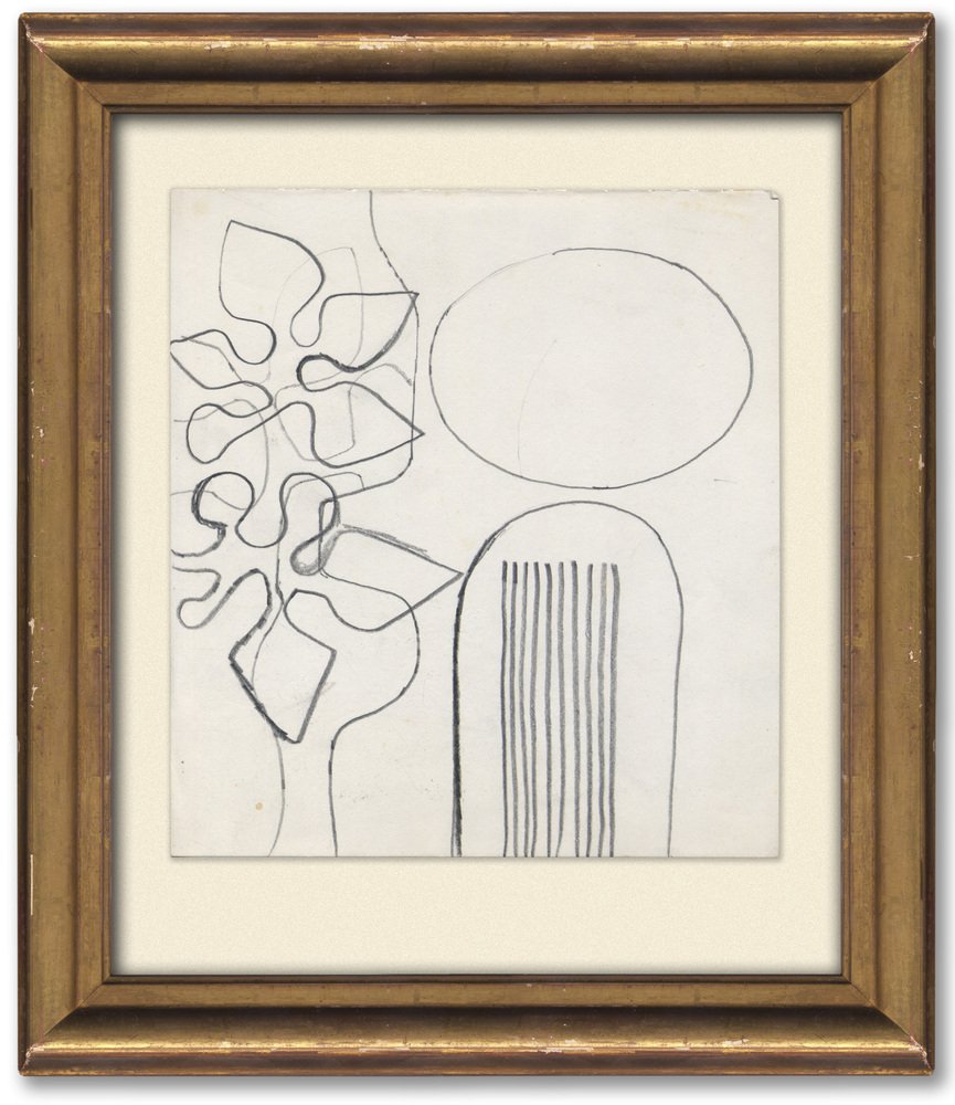 Henry Cliffe, Late Abstract Study, 1980, Pencil, Framed for sale at Pamono
