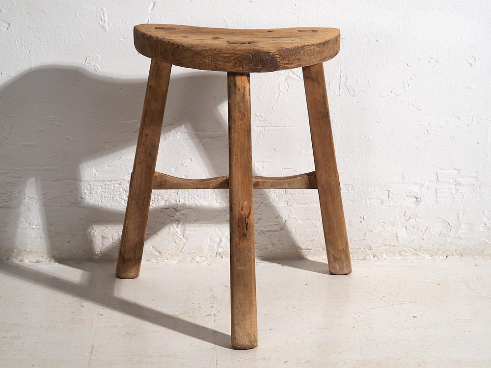 Rustic Elm Stool, 1920s for sale at Pamono