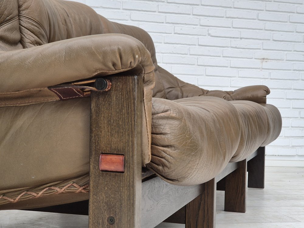 Skandinavisches 3-Sitzer Sofa im Safari-Stil aus Leder, 1970er bei ...
