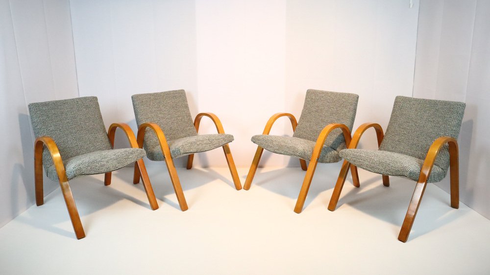 Armchairs by Hugues Steiner for Steiner, 1950s, Set of 4 for sale at Pamono
