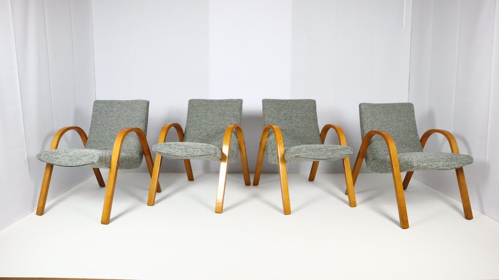 Armchairs by Hugues Steiner for Steiner, 1950s, Set of 4 for sale at Pamono