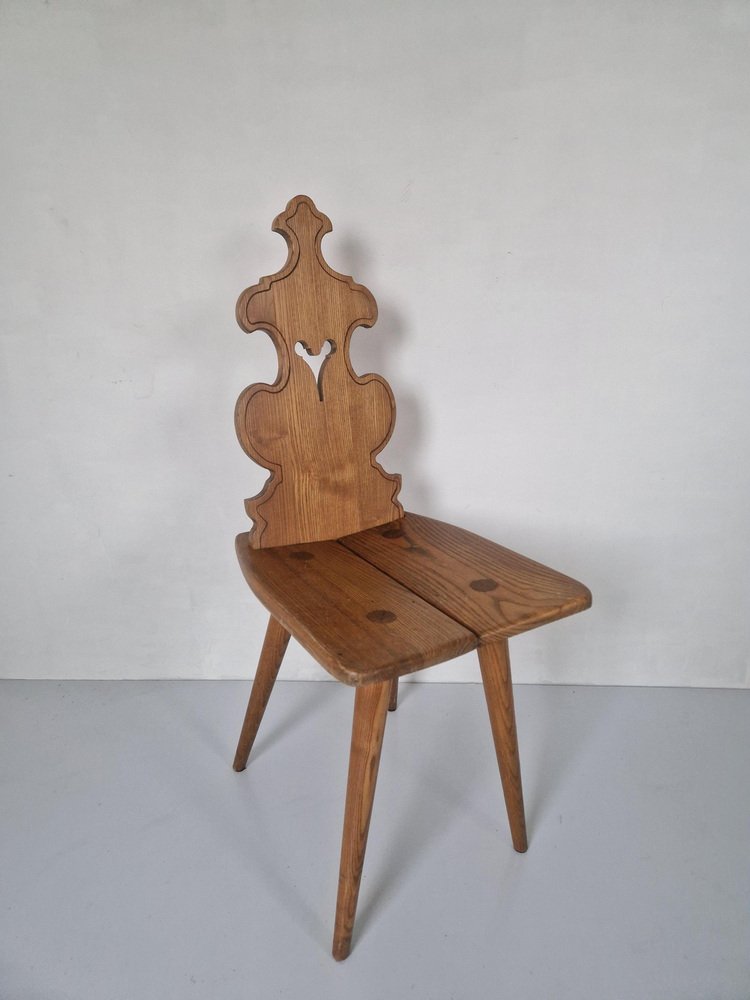 Brutalist Tyrolean Wooden Chair, 1970s for sale at Pamono