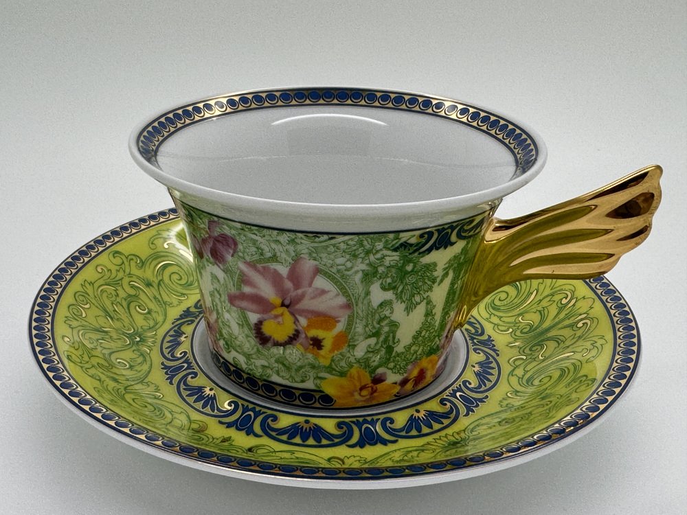 D.V. Floralia Tea Cup and Saucer by Versace for Rosenthal, 2017, Set of ...