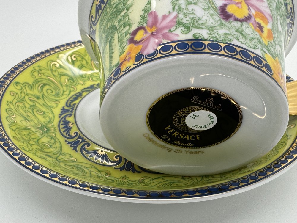 D.V. Floralia Tea Cup and Saucer by Versace for Rosenthal, 2017, Set of ...