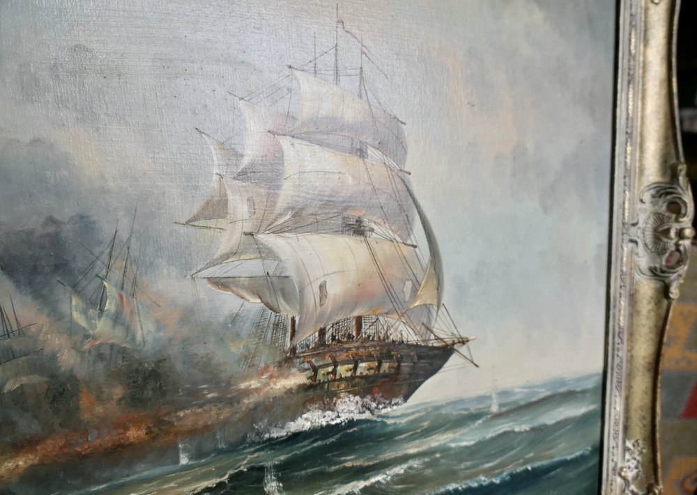 J. C. Ambrose, The Smoke of Battle, 1960s, Oil on Canvas, Framed for ...