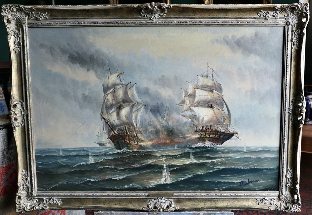 J. C. Ambrose, The Smoke of Battle, 1960s, Oil on Canvas, Framed for ...
