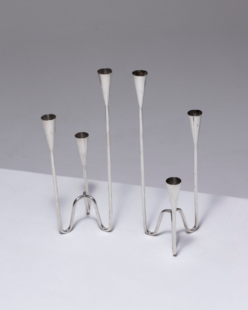 Scandinavian Metal Candlesticks, 1960s, Set of 2 for sale at Pamono