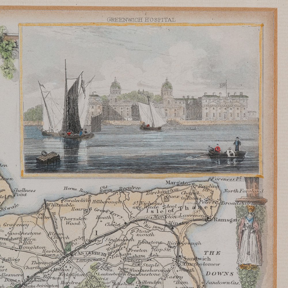 Victorian English Lithographic County Map of Kent for sale at Pamono