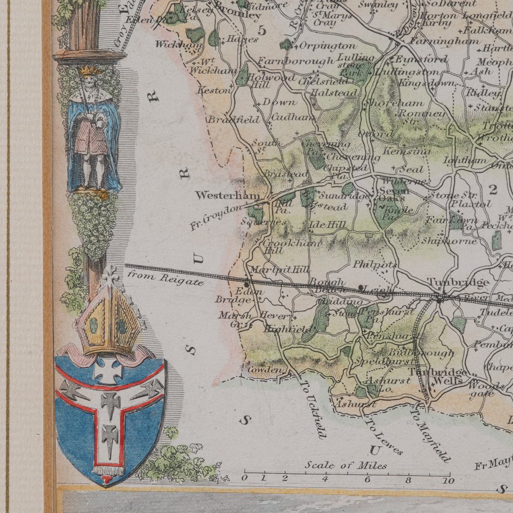 Victorian English Lithographic County Map of Kent for sale at Pamono