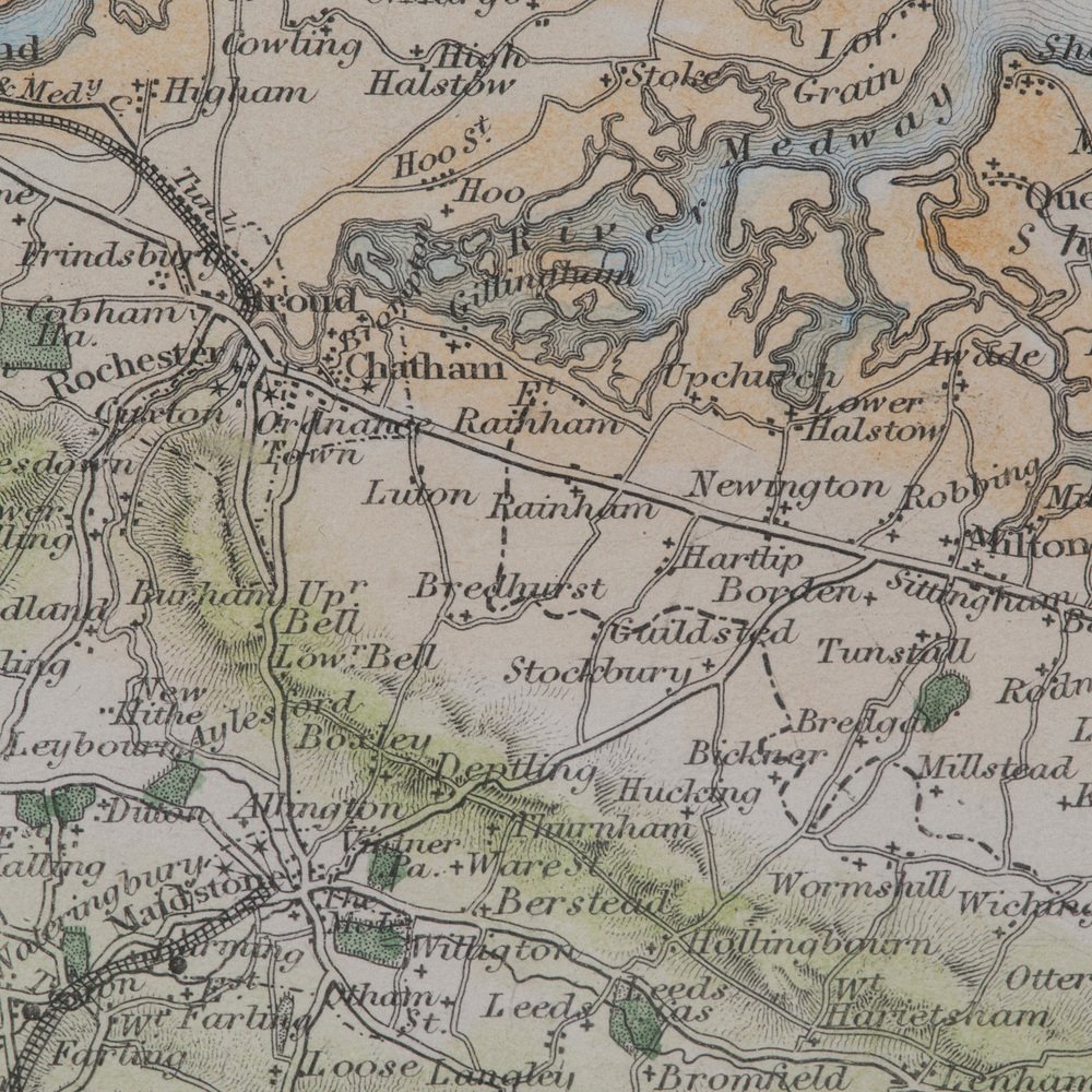 Victorian English Lithographic County Map of Kent for sale at Pamono