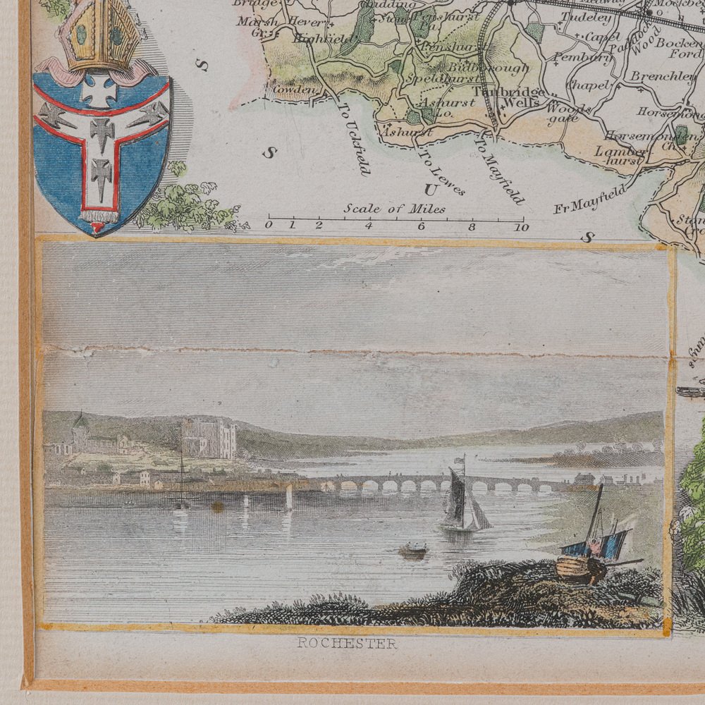 Victorian English Lithographic County Map of Kent for sale at Pamono