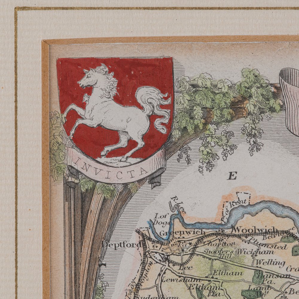 Victorian English Lithographic County Map of Kent for sale at Pamono