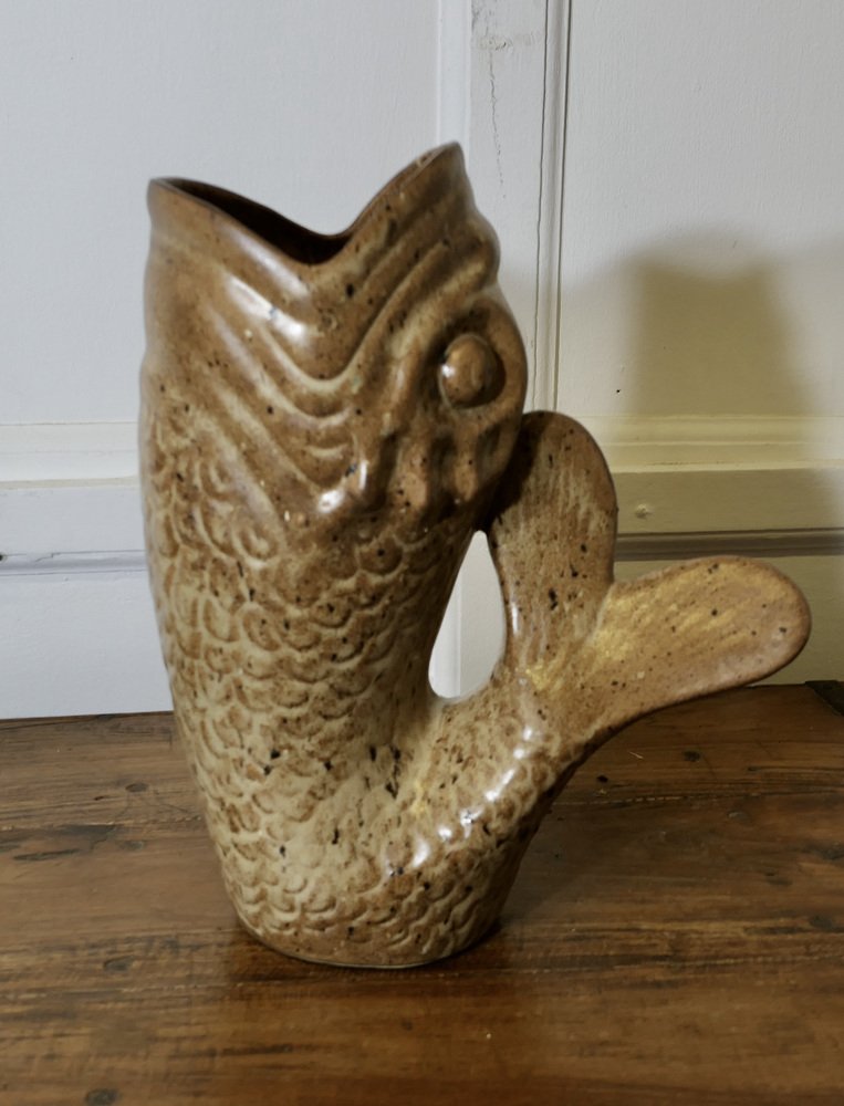 Giant French Fish Jug from Vallauris, 1950s for sale at Pamono